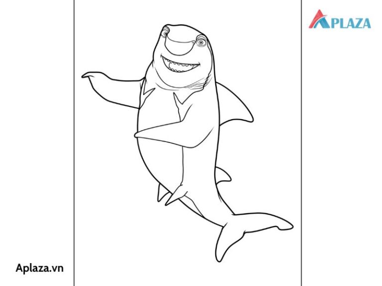 10 mẫu tranh tô màu con cá mập đáng yêu cho bé - Aplaza
