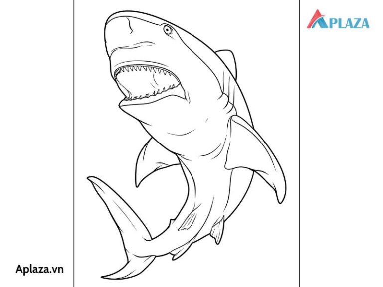 10 mẫu tranh tô màu con cá mập đáng yêu cho bé - Aplaza