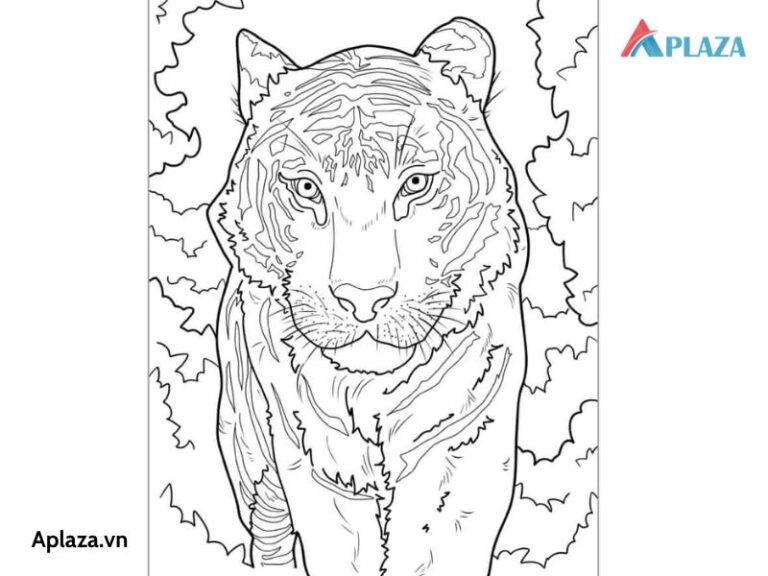 Tải mẫu tranh tô màu con hổ độc đáo cho bé - Aplaza
