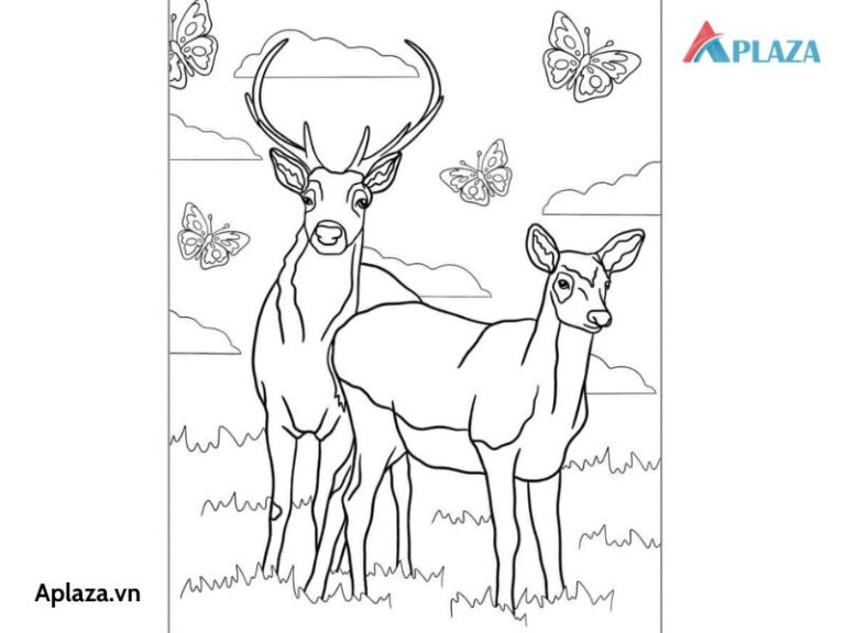 Tải về mẫu tranh tô màu con hươu đáng yêu cho bé - Aplaza