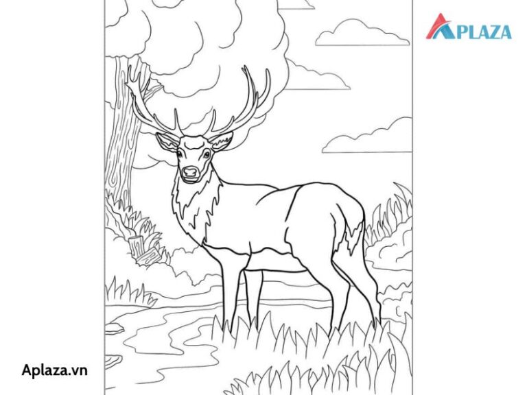 Tải về mẫu tranh tô màu con hươu đáng yêu cho bé - Aplaza