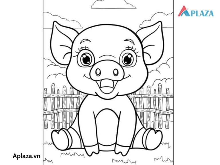 Tranh tô màu con heo dễ thương cho bé - Aplaza
